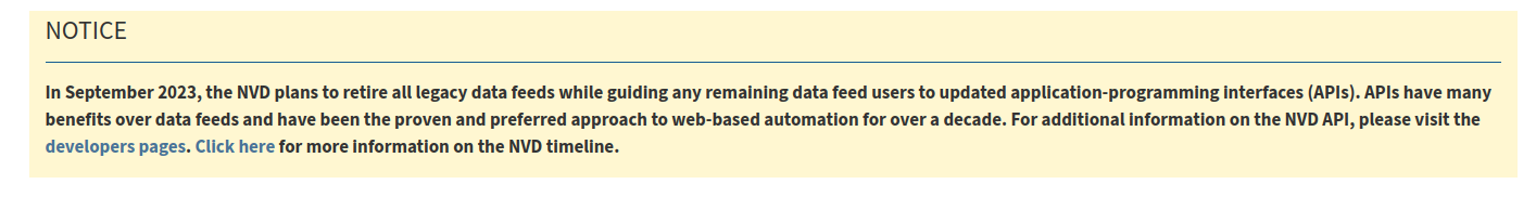Use Nvd Api Instead Of Json Data Feeds Due To Deprecation Of Them In
