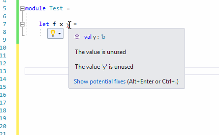 Intellisense for unused parameters/values just says "The value is ...
