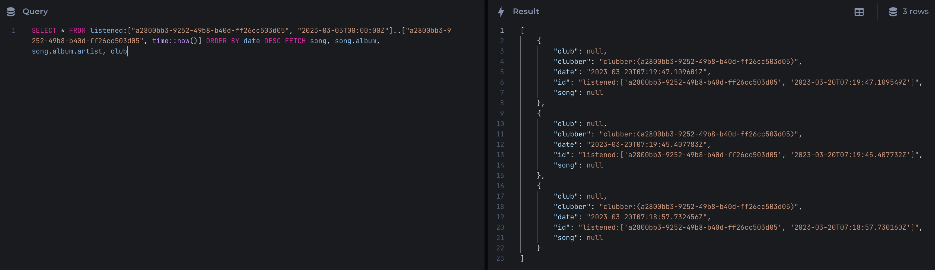 Bug: DB hangs when trying to parse the UUID · Issue #1700 · surrealdb/surrealdb · GitHub