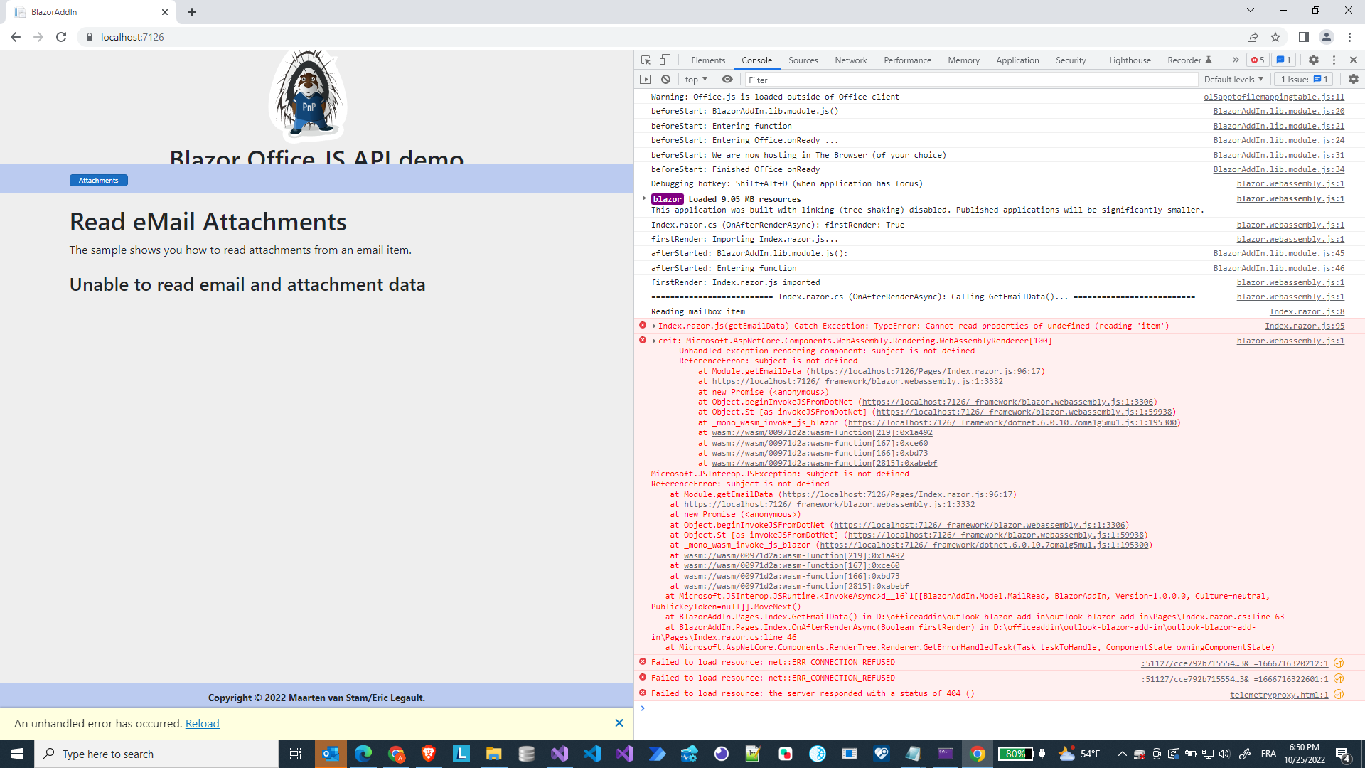 Error when loading outlook blazor sample · Issue #412 · OfficeDev/Office-Add-in-samples · GitHub