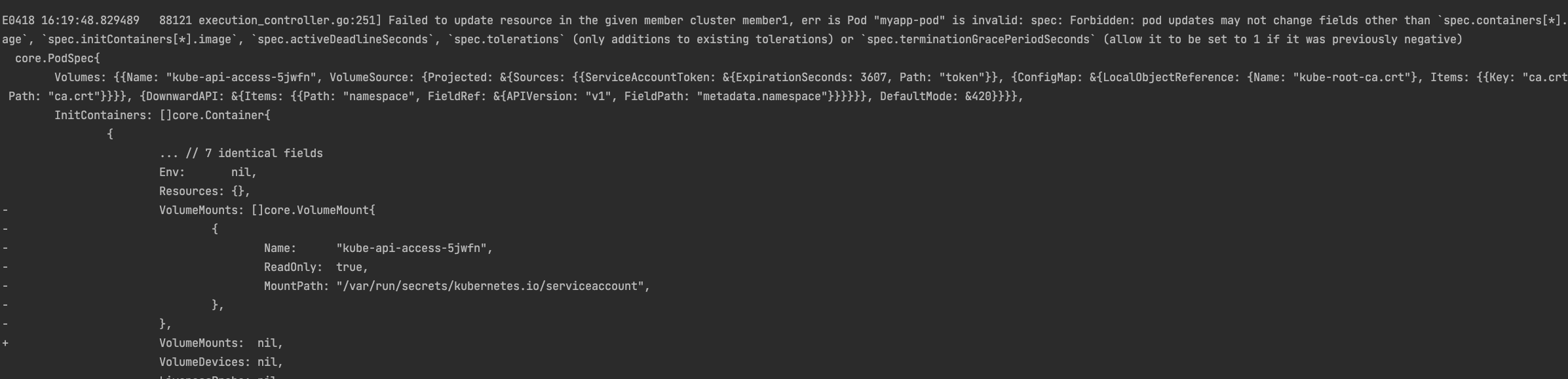 Fix: func retainPodFields not include initContainer'volumeMounts · Issue #3424 · karmada-io ...