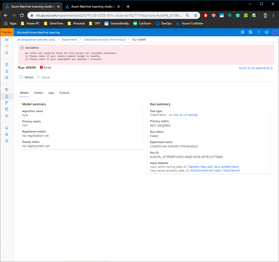 No child runs could be found for this parent run [AutoML] · Issue #894 · Azure ...