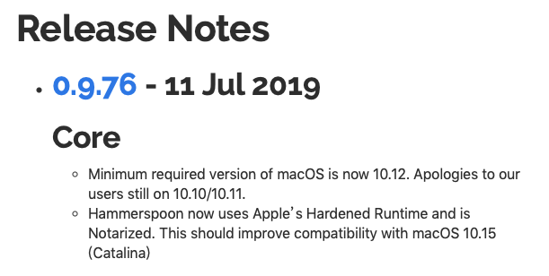 Where to download version 0.9.76 · Issue #2164 · Hammerspoon/hammerspoon · GitHub