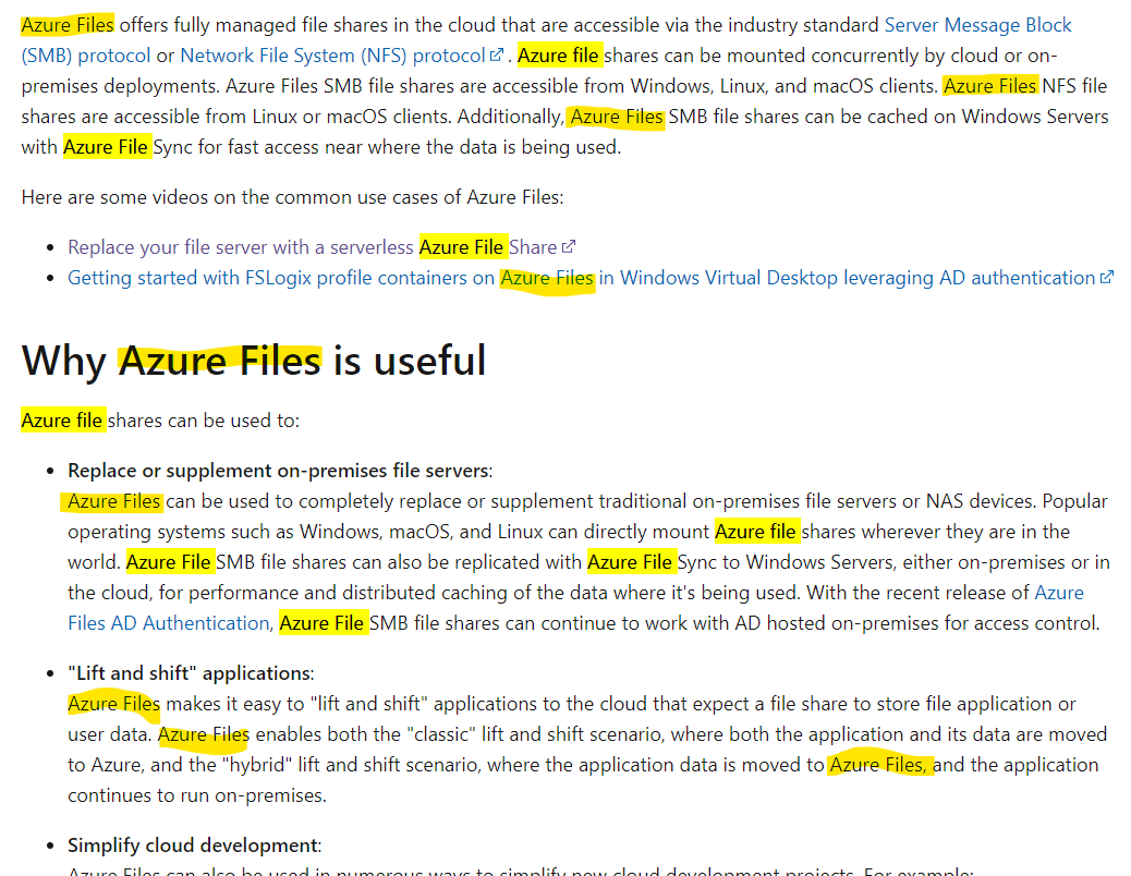 Azure Files "is" a feature that supports building and managing file ...