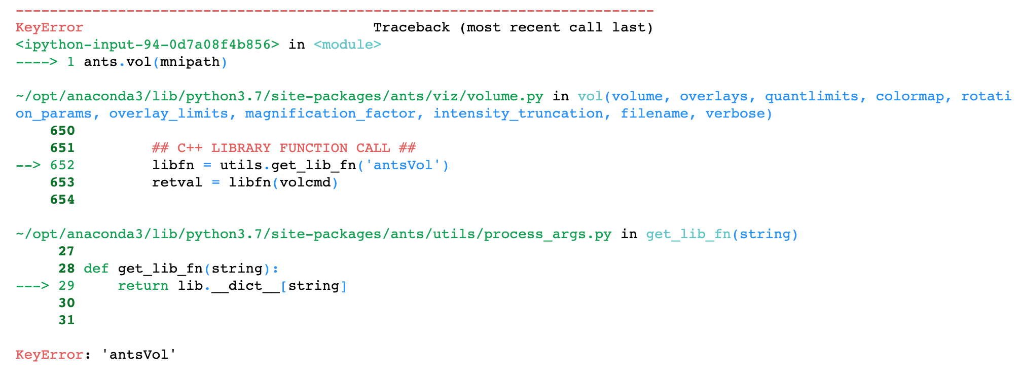 KeyError: 'antsVol' when trying to use ants.vol() · Issue #210 · ANTsX/ANTsPy · GitHub