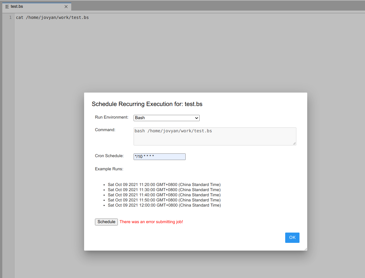 There was an error submitting job!! · Issue #15 · tiburon-security/jupyterlab_scheduler · GitHub