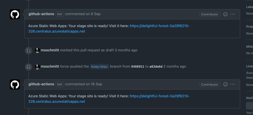 Do Not Send Deployment Url Comment Multiple Times · Issue 648 · Azurestatic Web Apps · Github