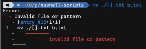 mv '[].txt a' crashes, problems with bracket / glob pattern · Issue #4811 · nushell/nushell · GitHub