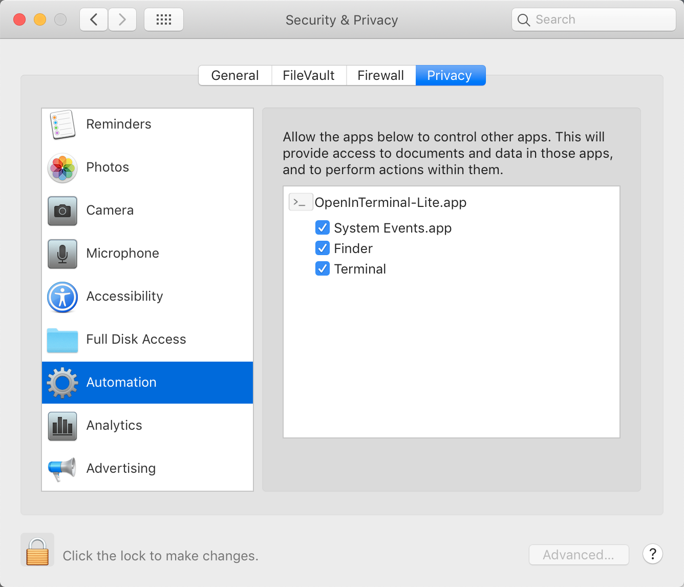 Can't open new tab in Terminal · Issue #55 · Ji4n1ng/OpenInTerminal · GitHub