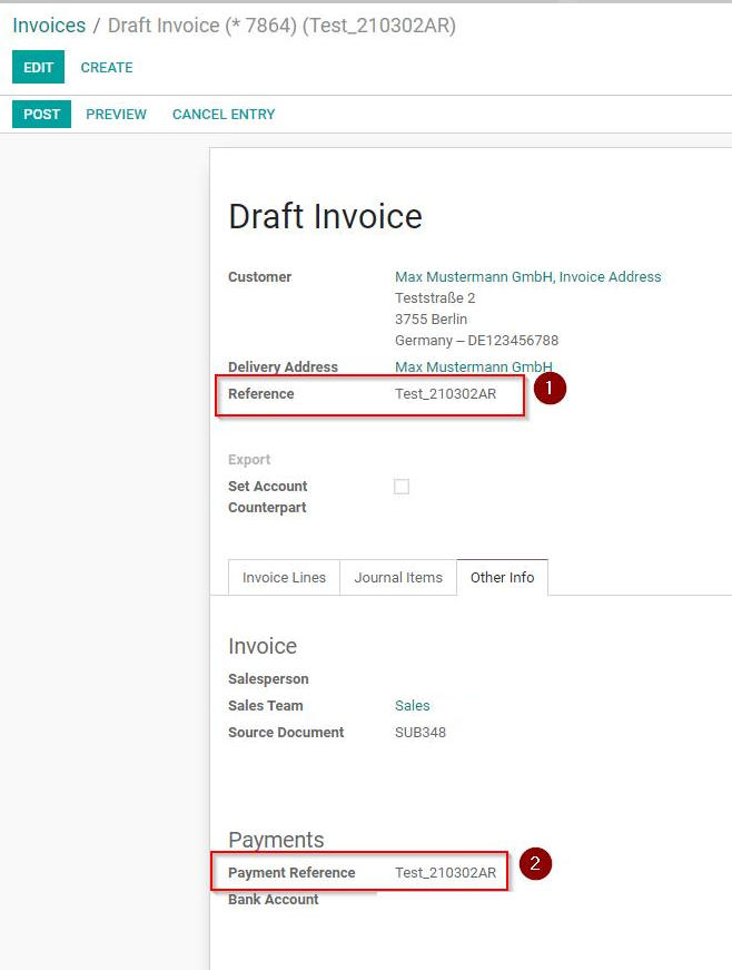 [13.0] Payment Reference set to Customer Reference instead of Invoice ...