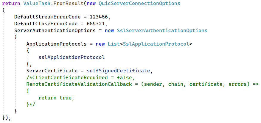 [QUIC] Authentication failed because the remote party sent a TLS alert 'UserCanceled' · Issue ...