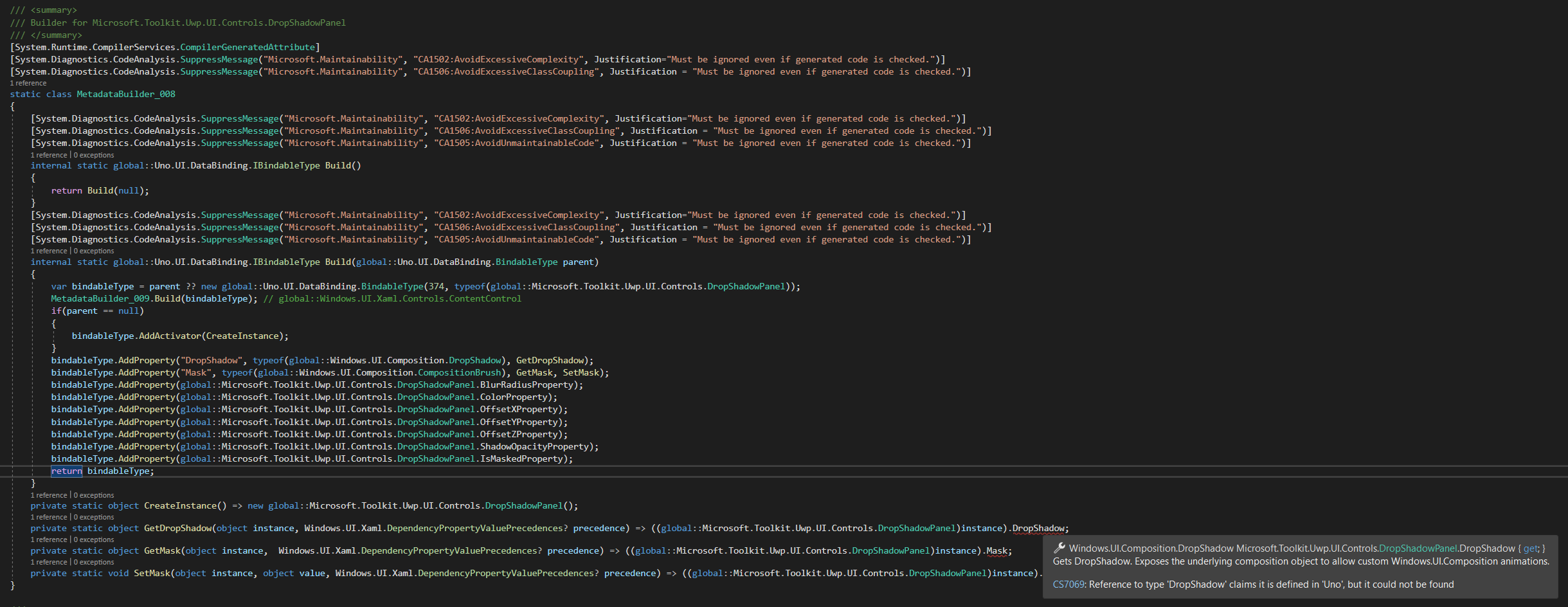 Improper Code Generation for DropShadowPanel (UWP Toolkit Control) · Issue #7581 · unoplatform ...