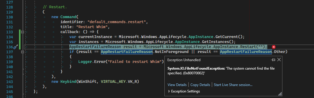 Restart support · Issue #154 · dalyIsaac/Whim · GitHub