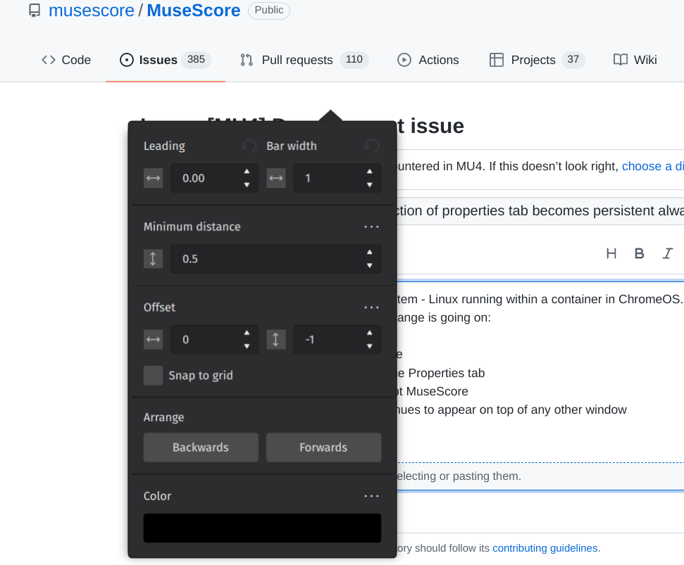 [MU4 Issue] "Appearance" section of properties tab becomes persistent always-on-top window ...