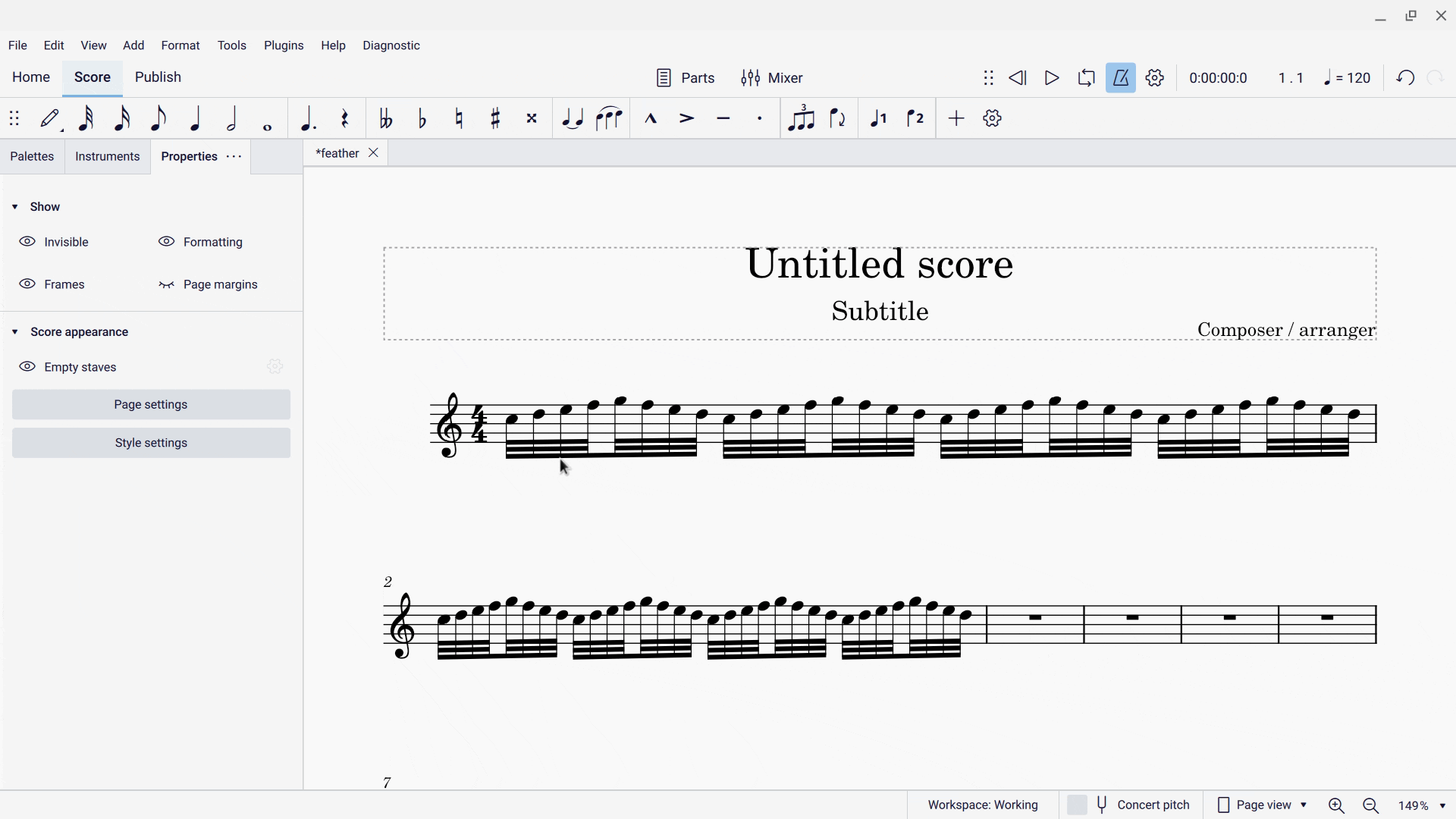 [MU4 Issue] "Select all" feathers all beams immediately, if any beam in the score was feathered ...