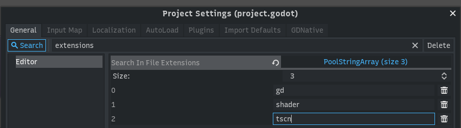 `Find in files` does not search in built-in scripts unless `tscn` is added to the list of file ...