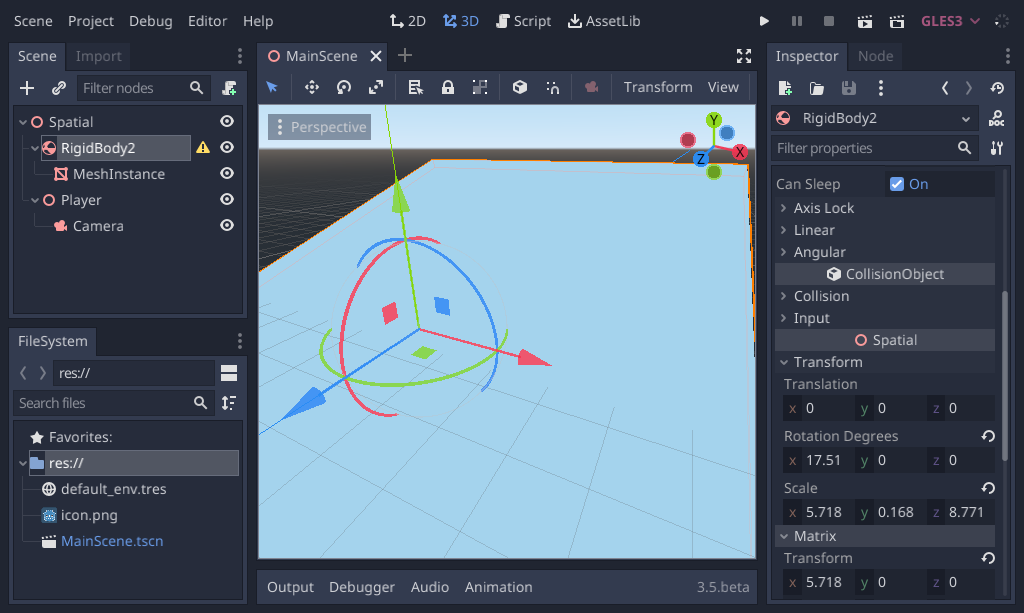MeshInstance as a child of RigidBody looks crooked in game, but fine in editor. · Issue #55296 ...