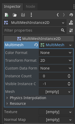 Inspecting a resource disabled in the editor features opens empty subinspector without any ...