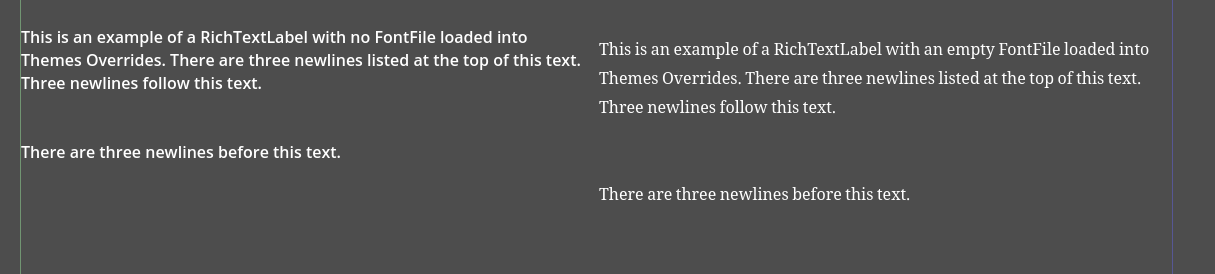 Unable to Put Multiple NewLines After Applying FontFile to RichTextLabel · Issue #77936 ...