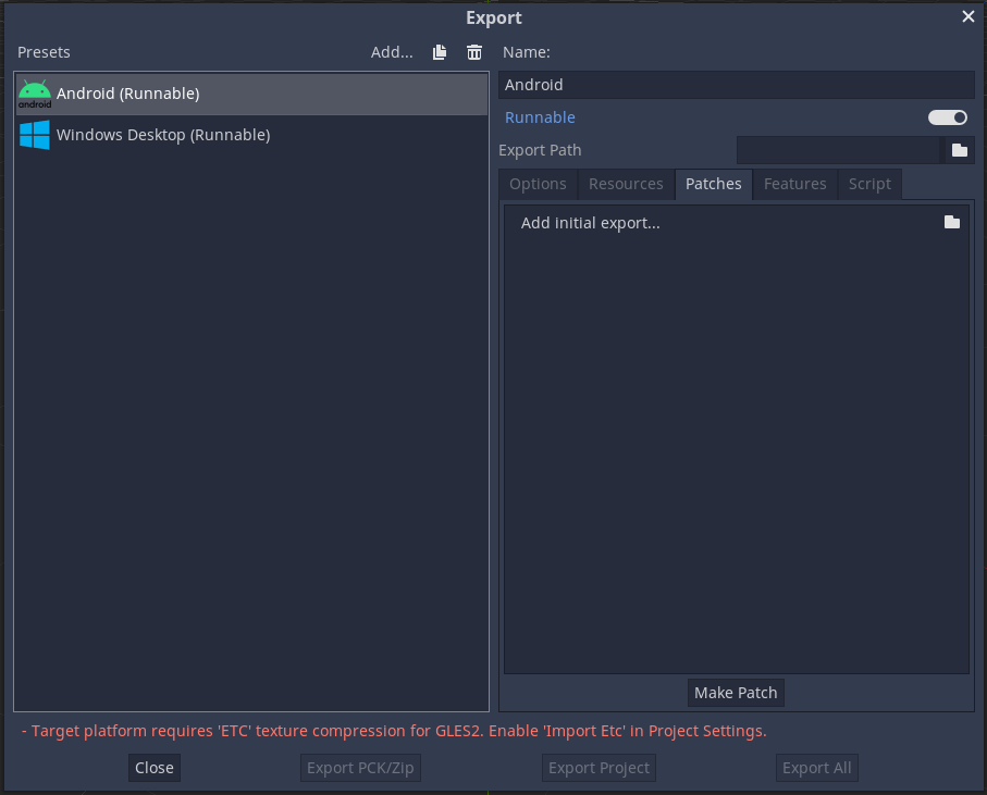 Exporting patch PCKs is not functional · Issue #42437 · godotengine/godot · GitHub