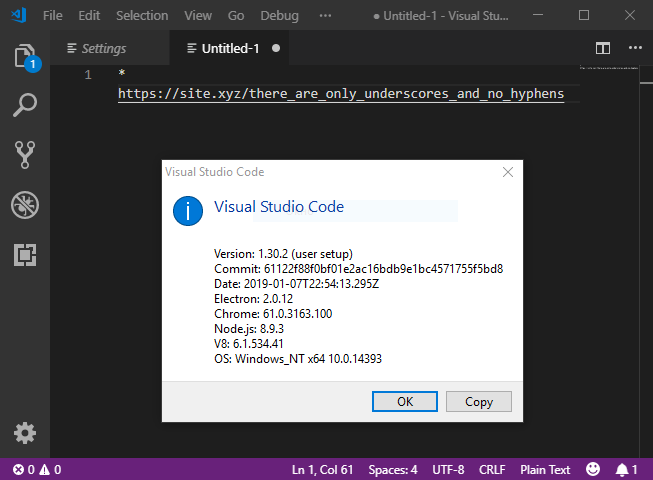 Incorrect handling of hyperlinks around word wrapping · Issue #67048 · microsoft/vscode · GitHub