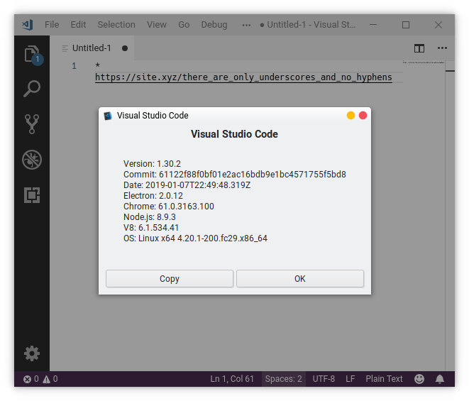Incorrect handling of hyperlinks around word wrapping · Issue #67048 · microsoft/vscode · GitHub
