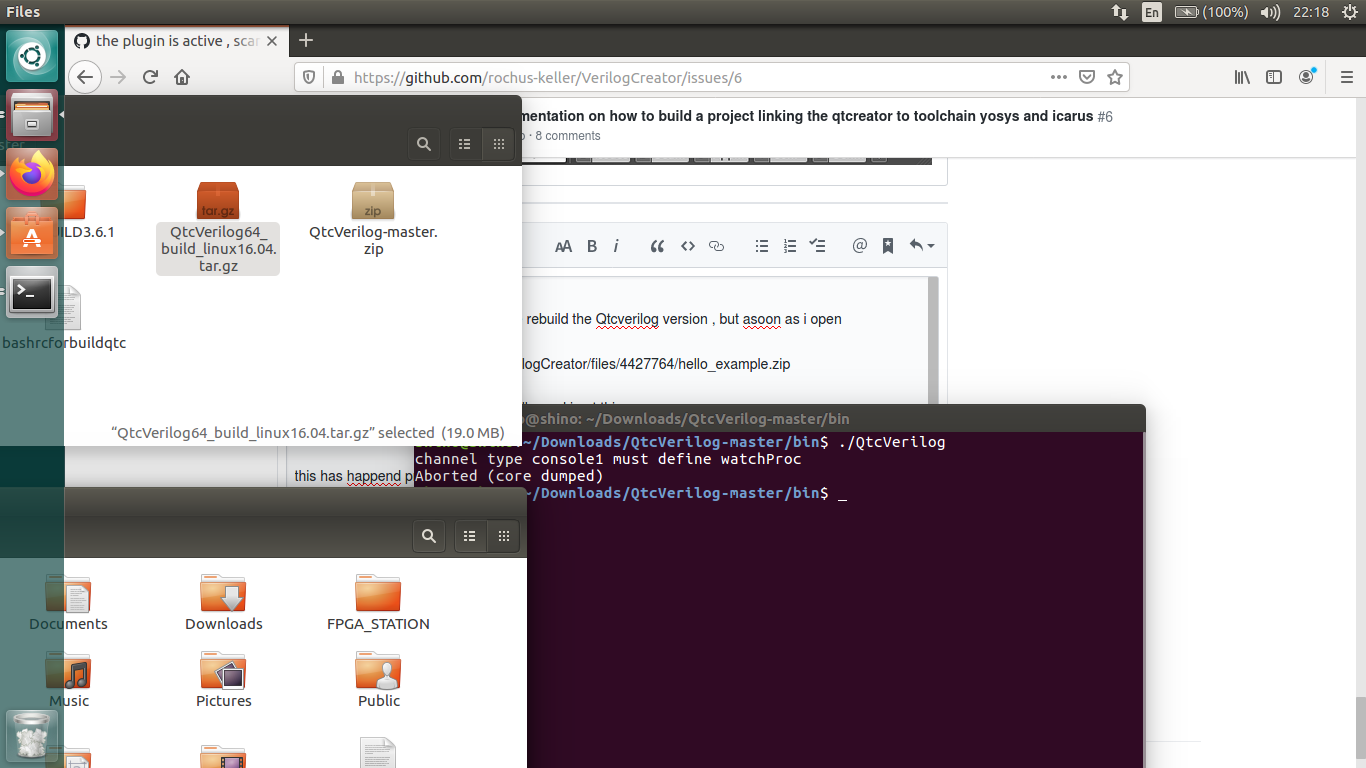 Solved qtcverilog crashes // observed message// Type console 1 must define watchproc ;// Edit ...