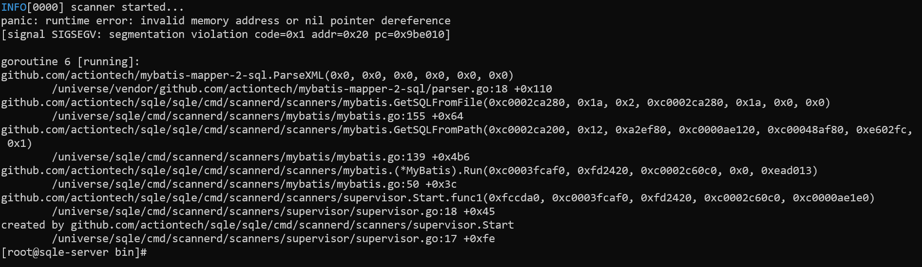 使用 Mybatis Scanner 扫描的 xml 为空文件时，Scanner panic · Issue #61 · actiontech/sqle · GitHub