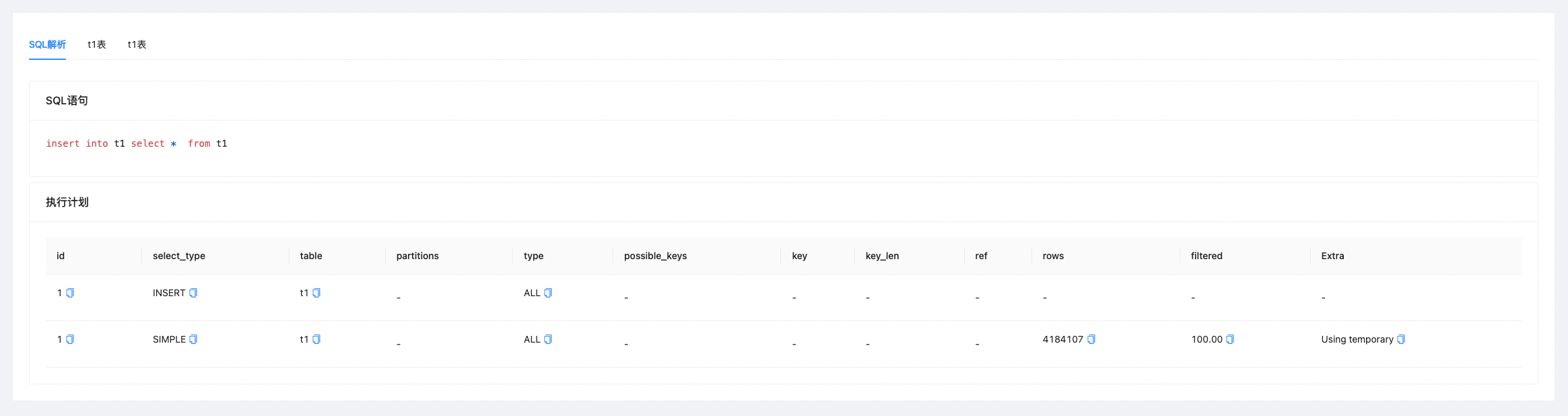 SQL分析特定语句时展示的表信息重复 · Issue #883 · actiontech/sqle · GitHub