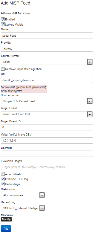 Unable to import local CSV file through "Add MISP feed" web GUI. · Issue #3615 · MISP/MISP · GitHub