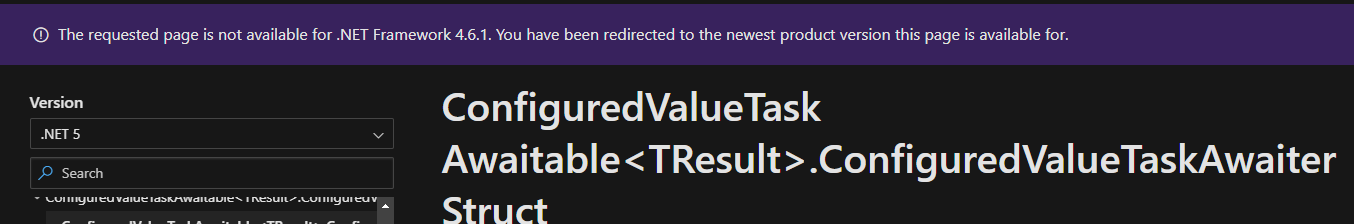 Missing documentation for ConfiguredValueTaskAwaitable ...
