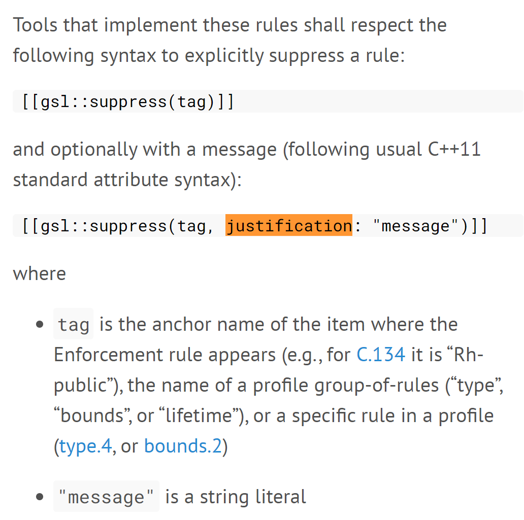 Is The `justification` Field In `gsl Suppress` Case Sensitive · Issue 2048 · Isocpp