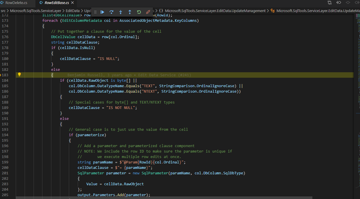Deleting row in when using editdata causes entire table to be null ...