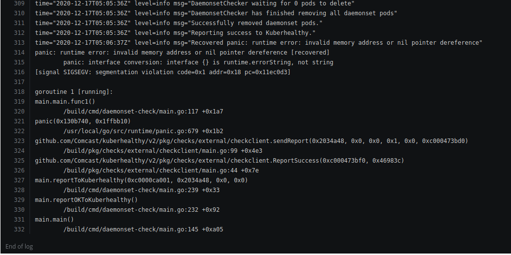 Default checks fail with segmentation violation · Issue #761 · kuberhealthy/kuberhealthy · GitHub