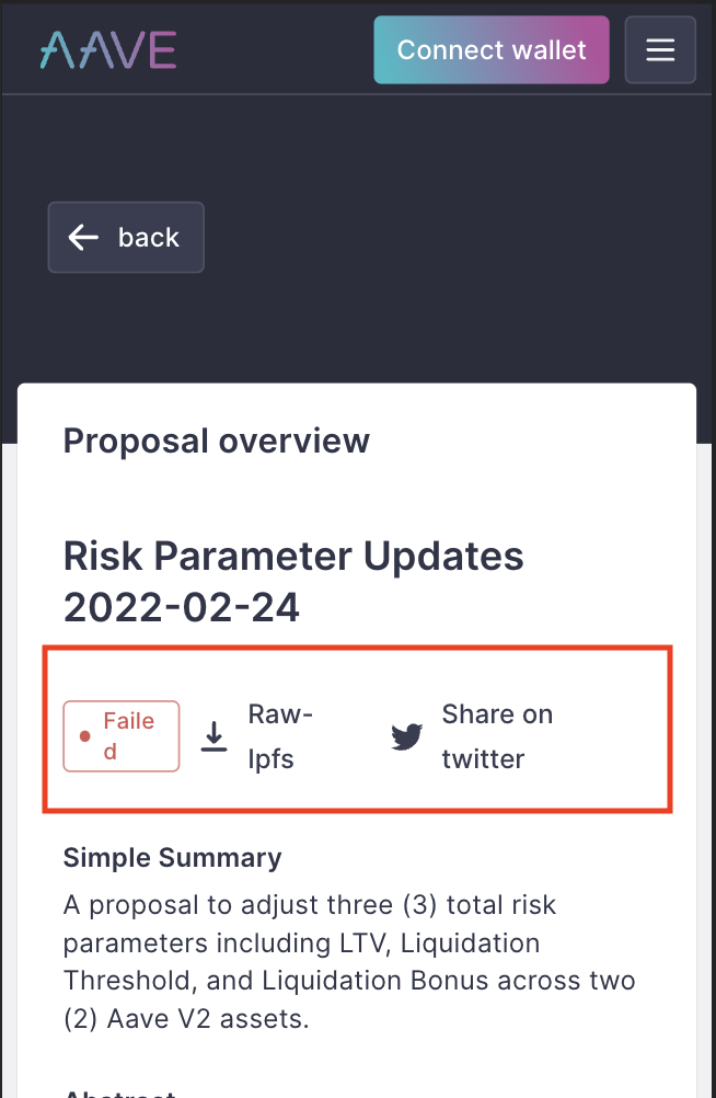 Mobile view vote page - glitches · Issue #329 · aave/interface · GitHub