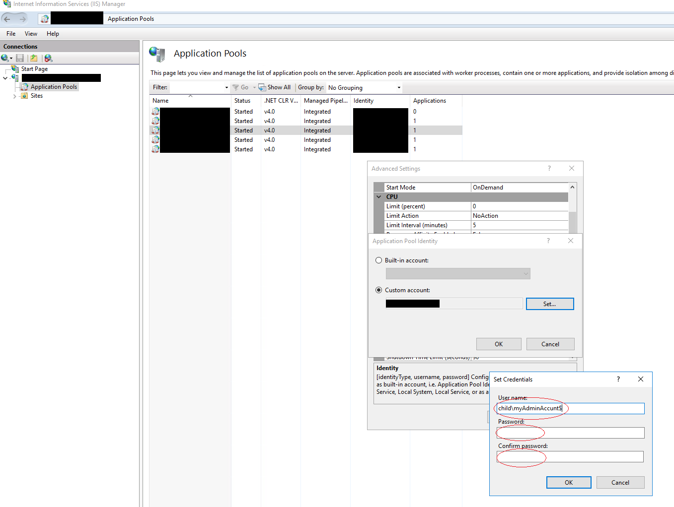 IIS Web App Manage - setup IIS Application pool - Optional password field not working · Issue ...