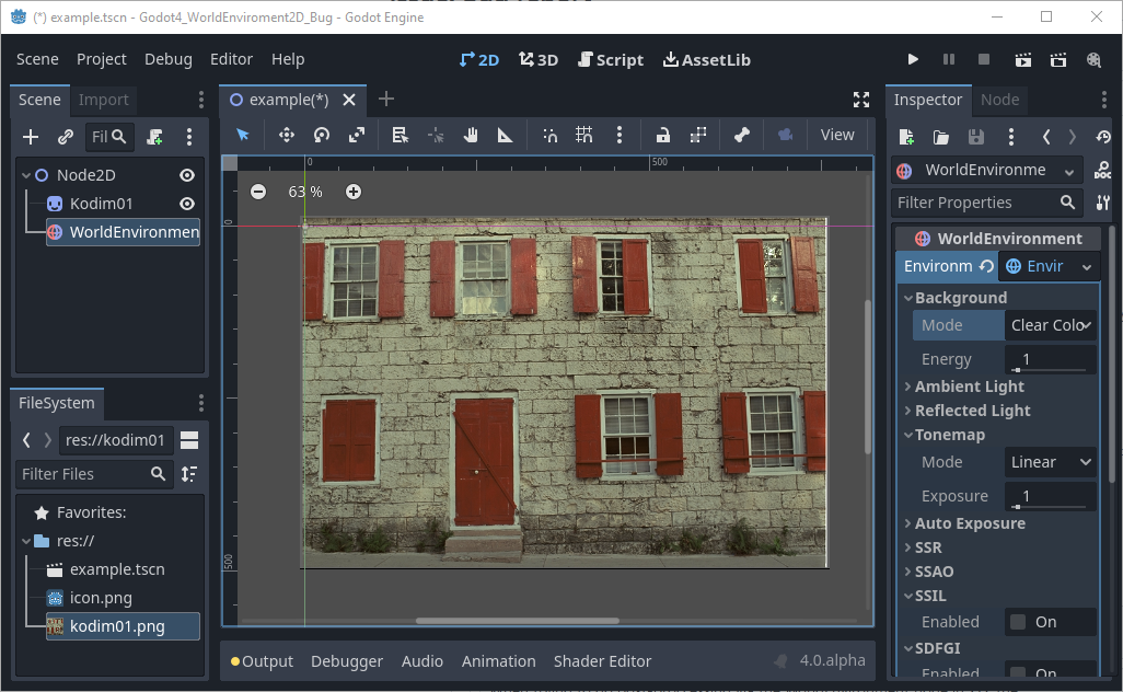 WorldEnvironment in Canvas in 2D glitches preview and editor UI · Issue #63090 · godotengine ...