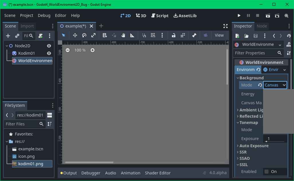Worldenvironment In Canvas In 2d Glitches Preview And Editor Ui · Issue 63090 · Godotengine 
