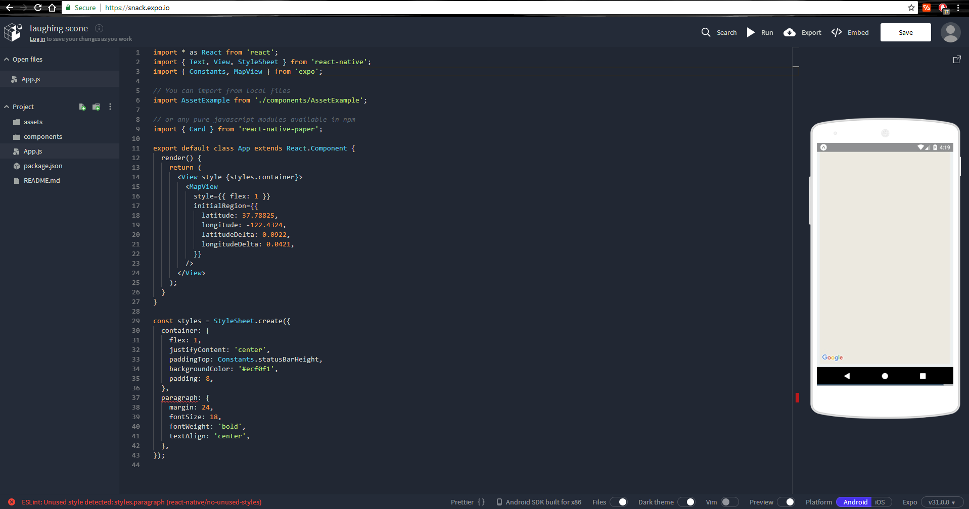 MapView not working on Android (provider: google) · Issue #2580 · expo/expo · GitHub