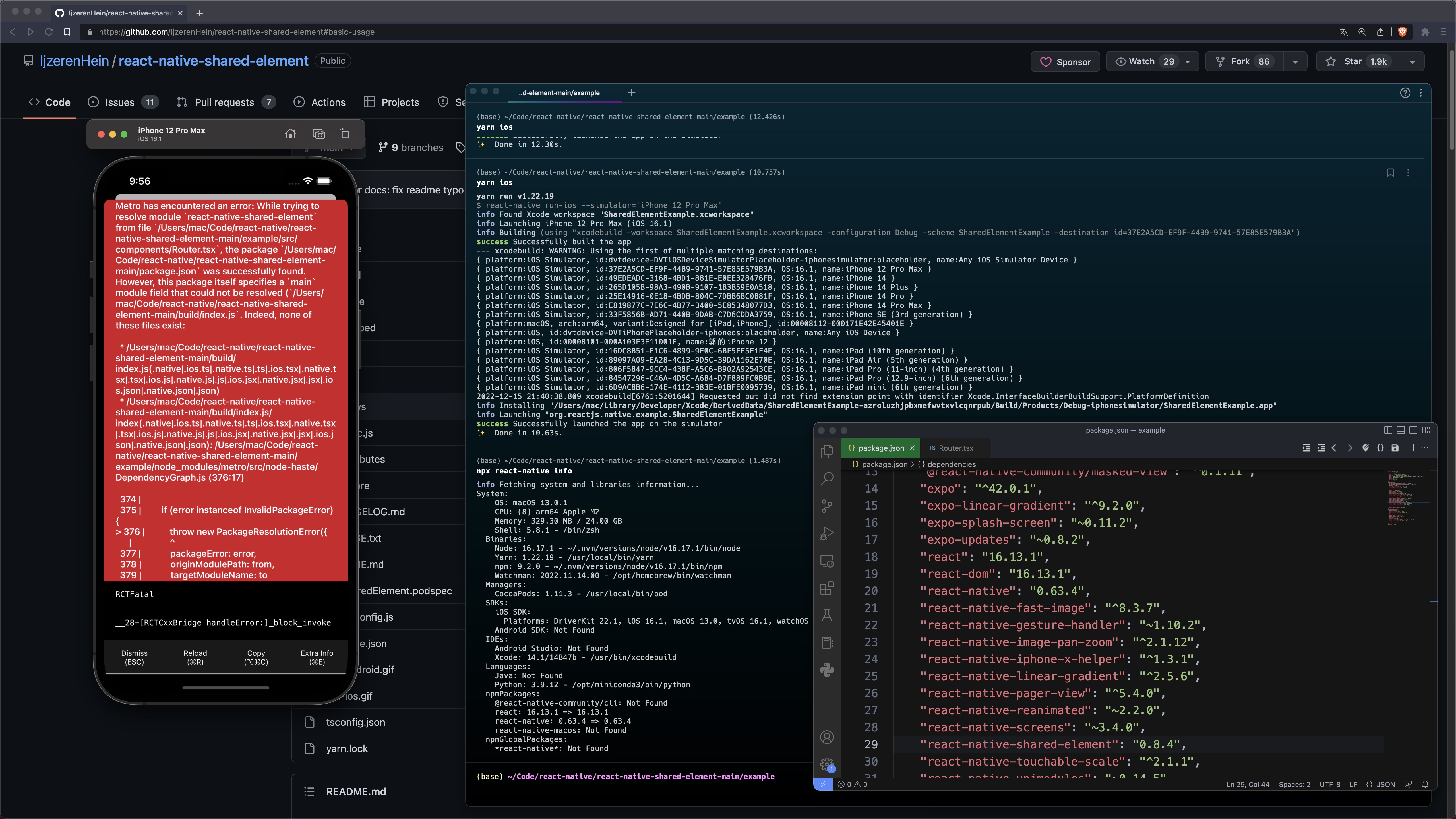 couldn't start the example, `this package itself specifies a `main` module field that could not ...