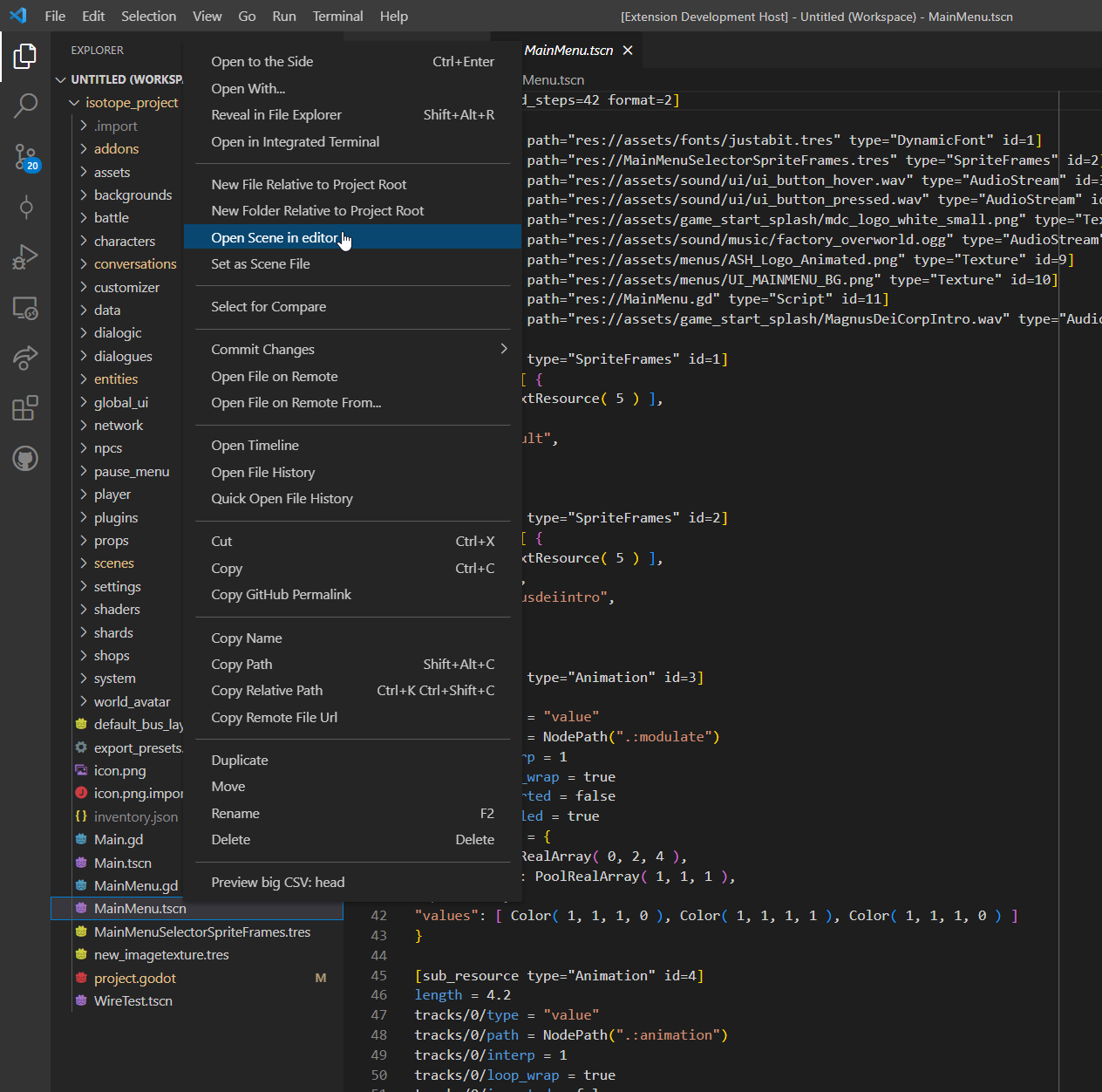 Add A Context Menu Option To Open `tscn` In The Godot Scene Editor · Issue 211 · Godotengine
