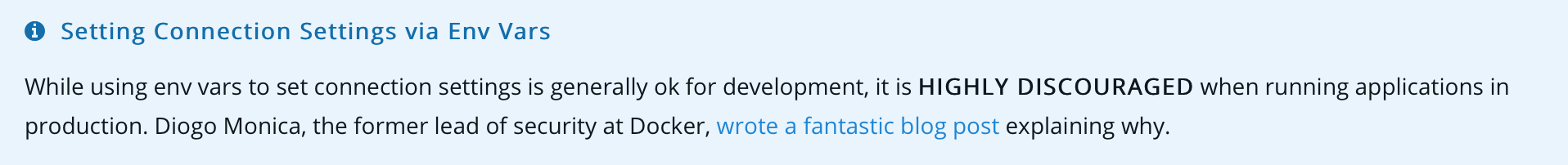 Invisible link to the amazing blog post in the Tip Section: "Setting Connection Settings via Env ...