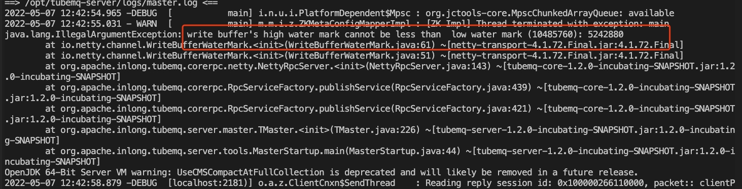 [Bug][TubeMQ] All container can not start successfully · Issue #4114 · apache/inlong · GitHub