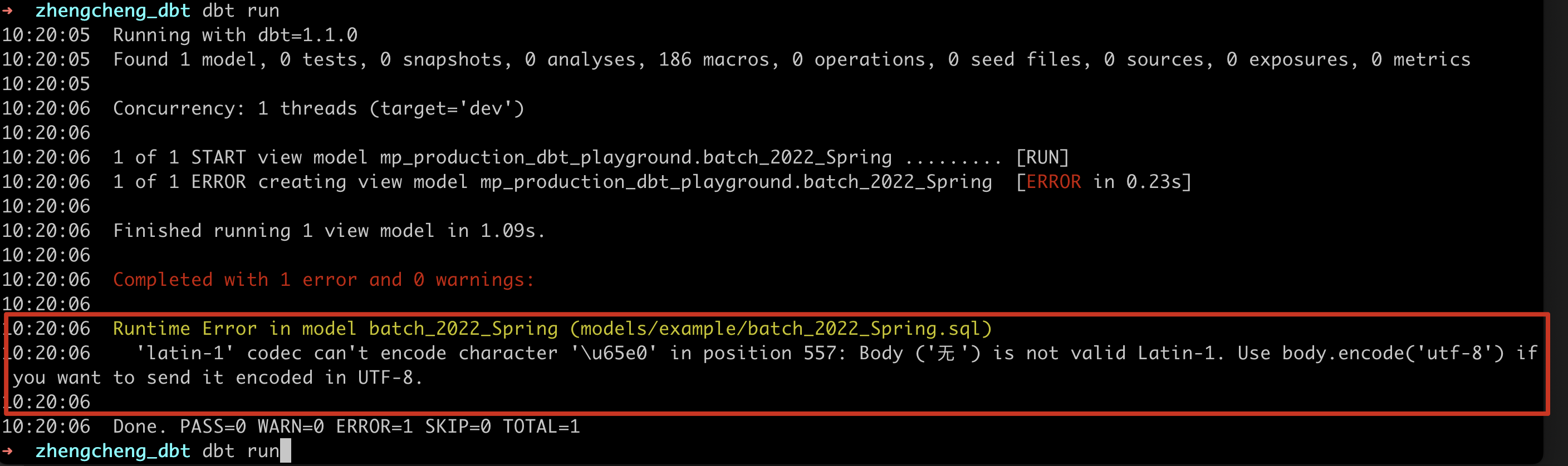 [CT-747] [Bug] Problem with Chinese Character · Issue #5371 · dbt-labs/dbt-core · GitHub
