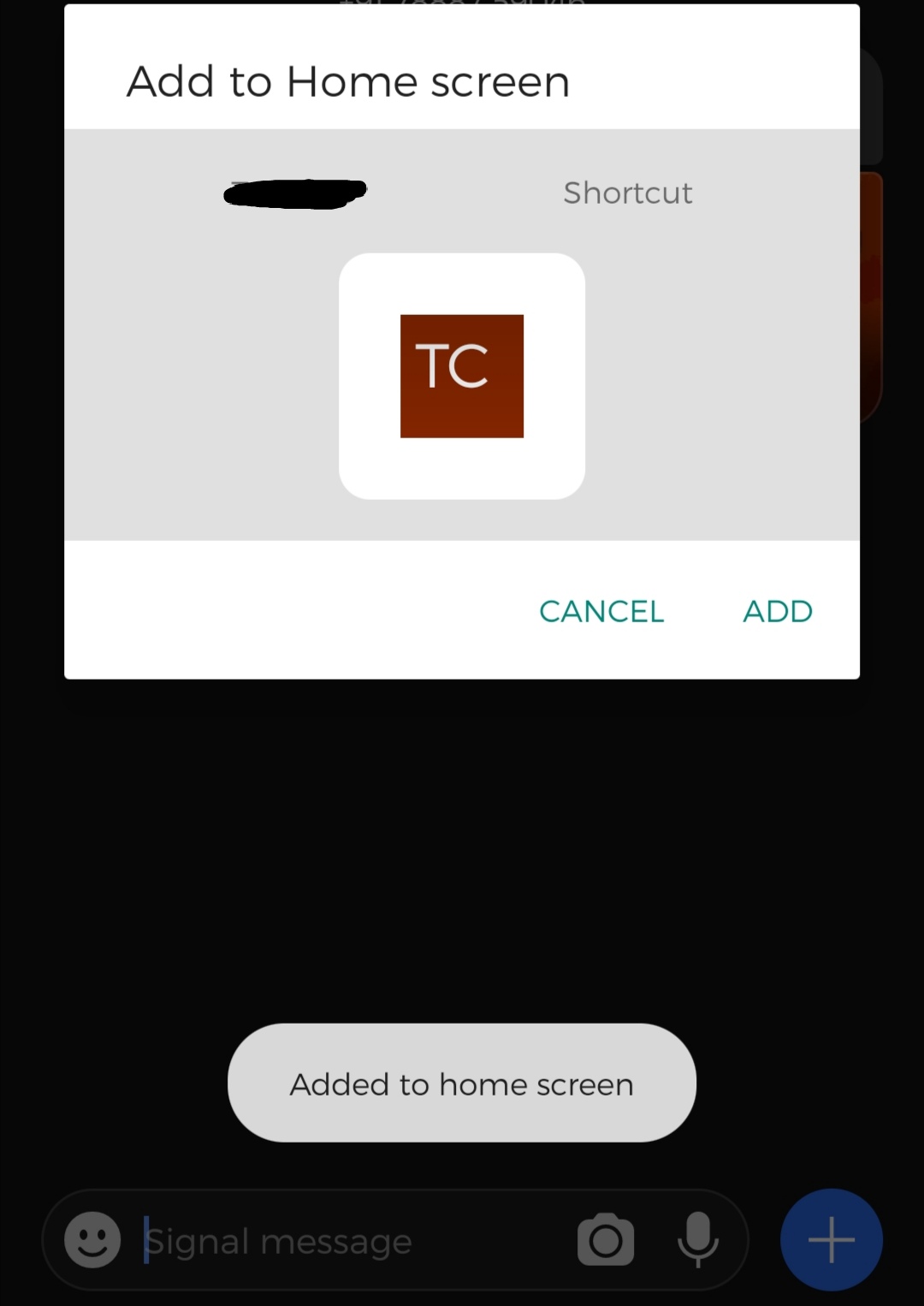 Add to Home Screen isn't working · Issue #10433 · signalapp/Signal ...