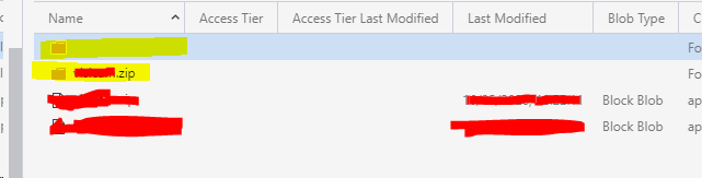 Getting various errors when I try to delete a nameless blob folder and a folder named the same ...