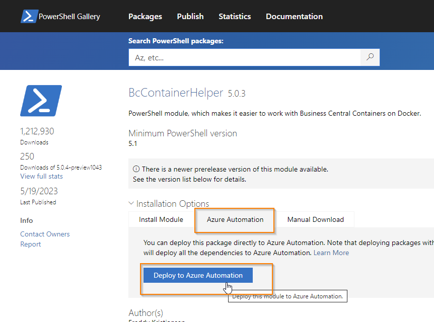 Allow Module Publish in Azure Automation Account · Issue #3105 · microsoft/navcontainerhelper ...