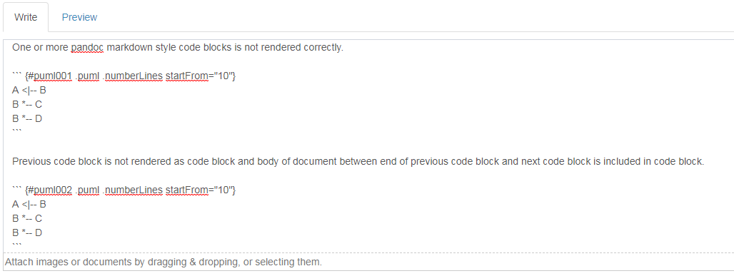 Failed to render pandoc markdown style code blocks in markdown file ...