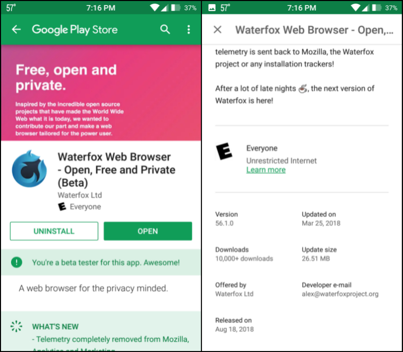 Waterfox for Android Versions... · Issue #730 · BrowserWorks/Waterfox ...