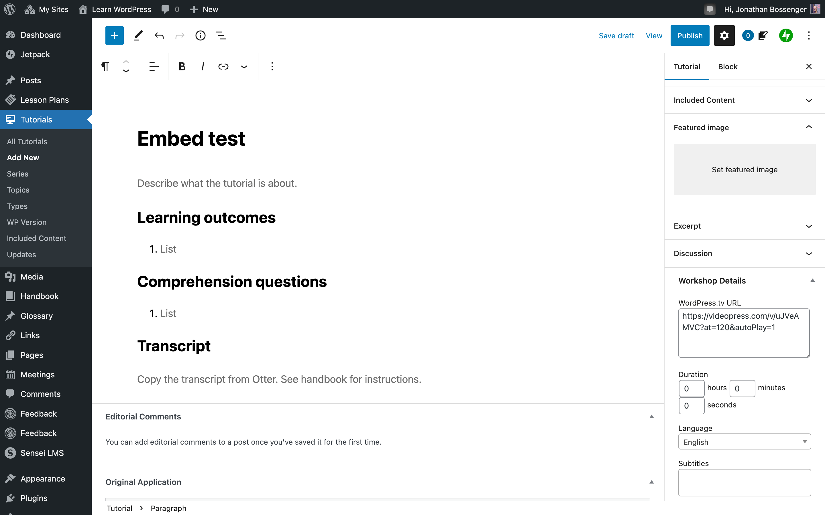 Feature Request Video Timestamps For Tutorials · Issue 919 · Wordpress Learn · Github